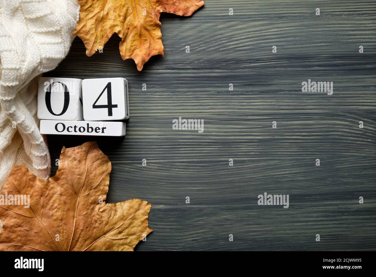 fourth day of autumn month calendar october with copy space Stock Photo ...