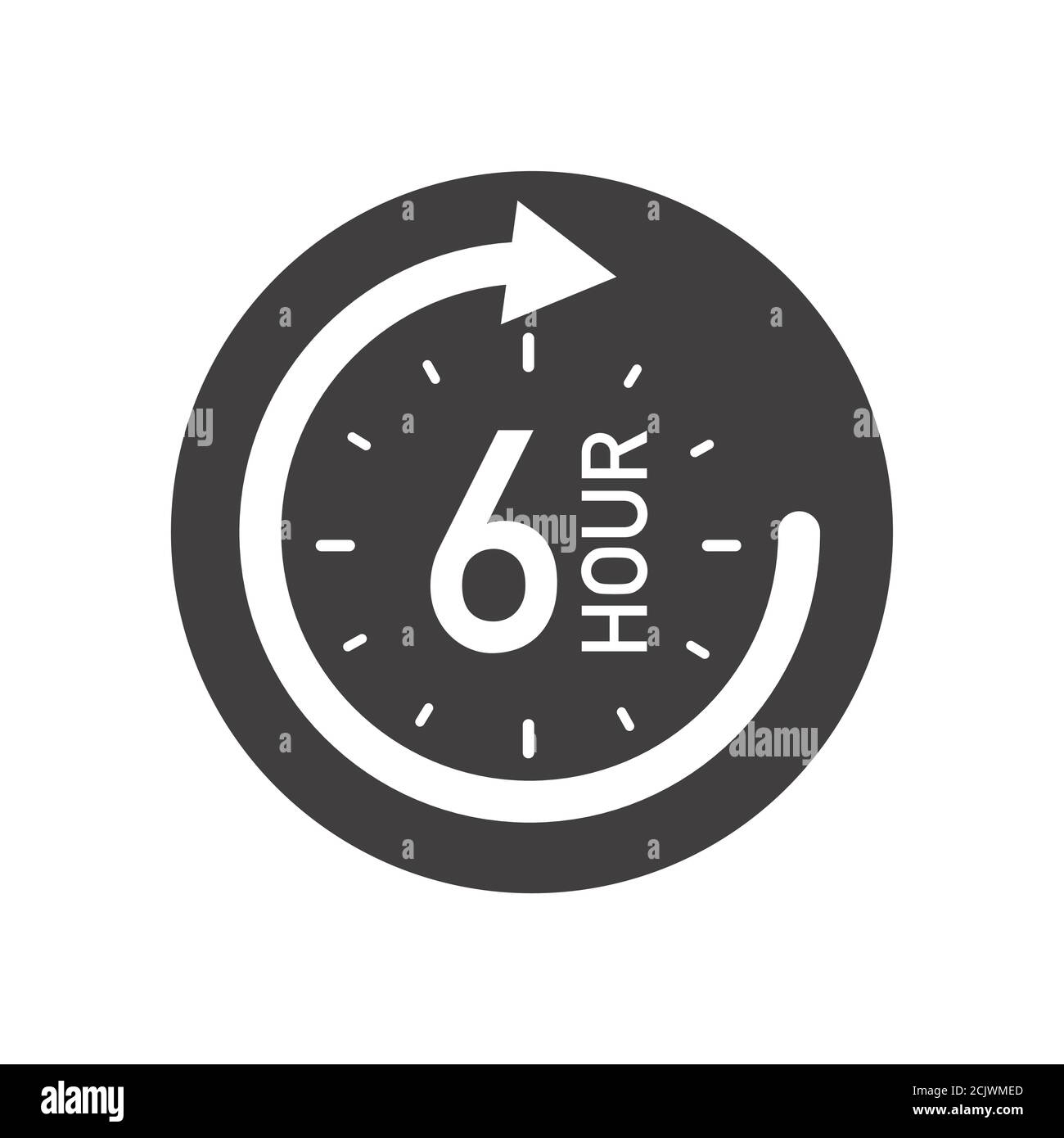 Six hours round icon with arrow. Black and white vector symbol Stock ...