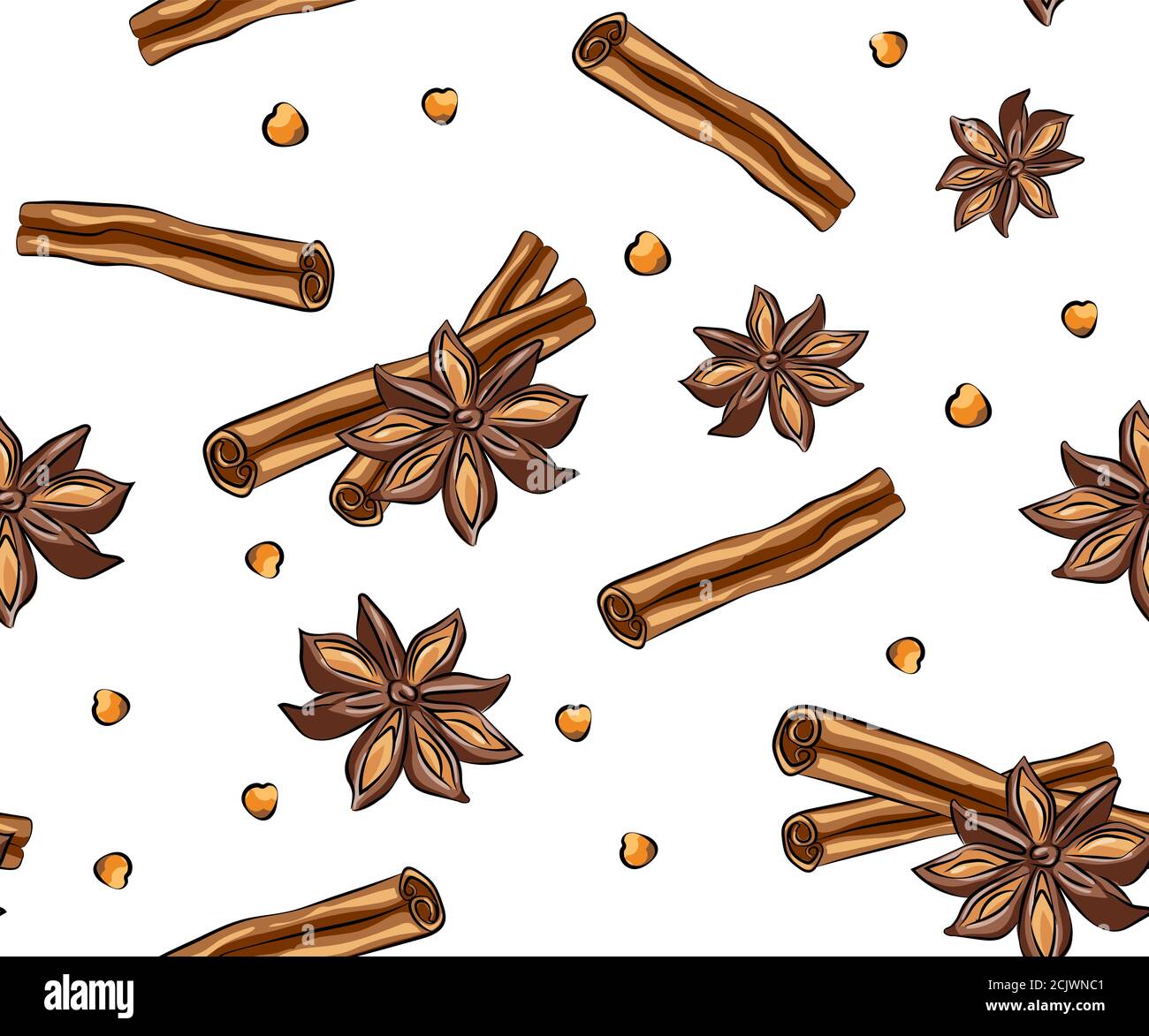 Anise star sketches set. Single, batch and composition with cinnamon ...