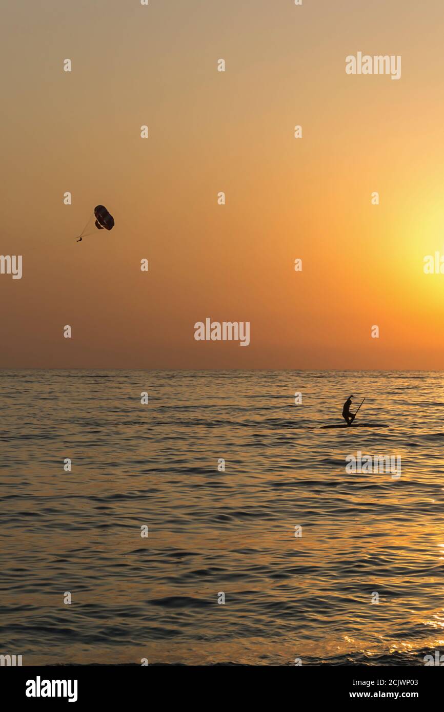 Sea at golden hour of sunset, background Stock Photo - Alamy