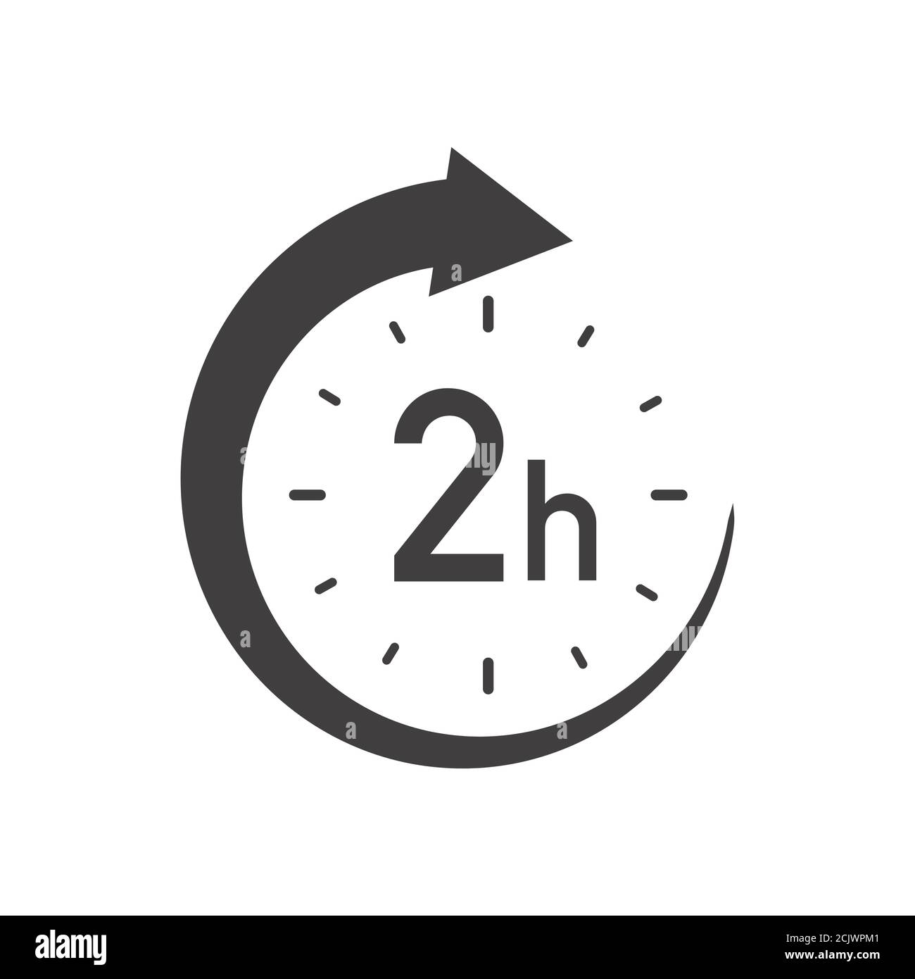 Two hours round icon with arrow. Black and white vector symbol Stock ...