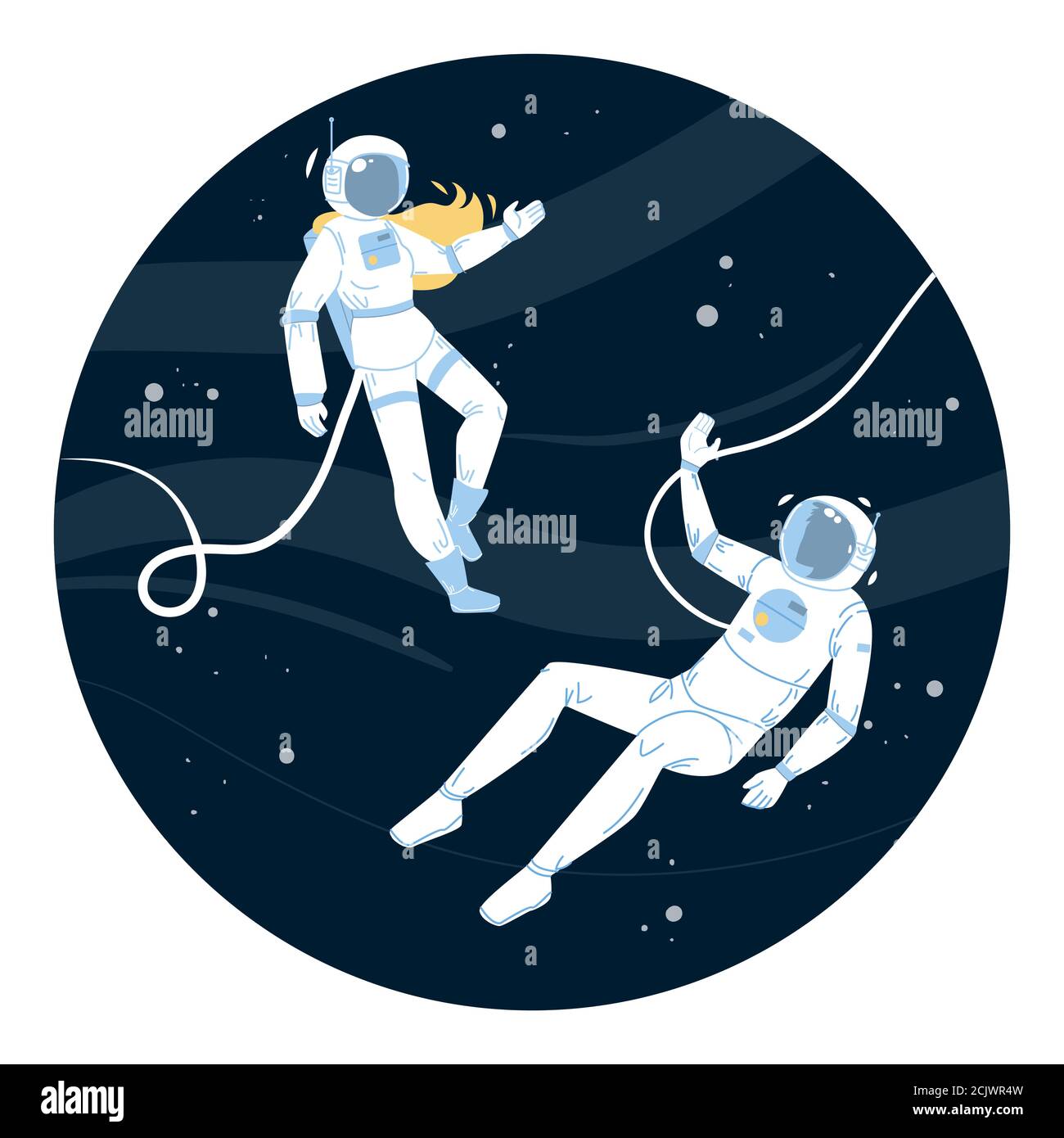 Astronauts In Spacesuit Flying Outer Space Vector Stock Vector Image ...
