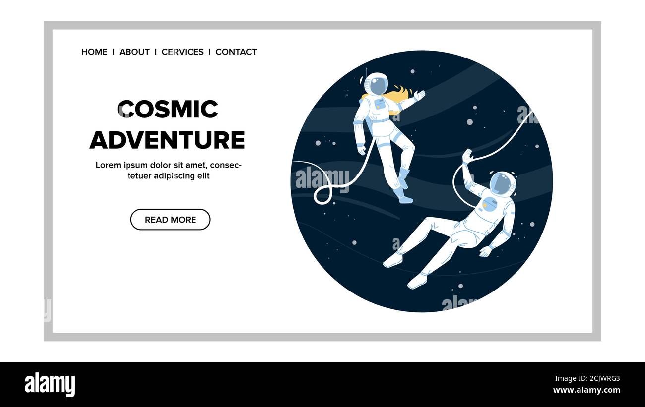 Cosmic Adventure Astronauts In Outer Space Vector Stock Vector Image ...