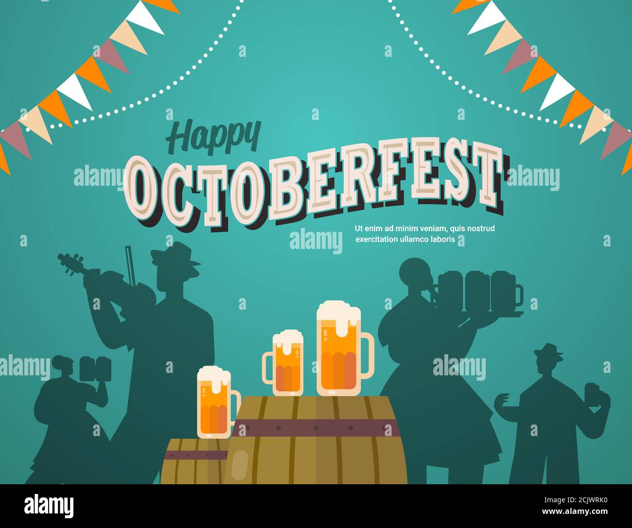 people silhouettes celebrating beer festival Oktoberfest party ...