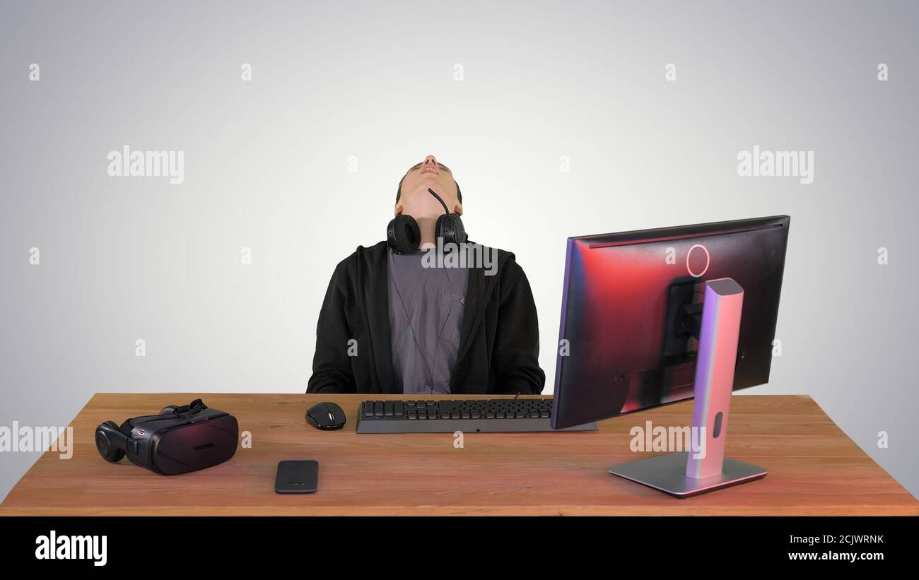 Upset gamer expressing disappointment watching hi-res stock photography ...