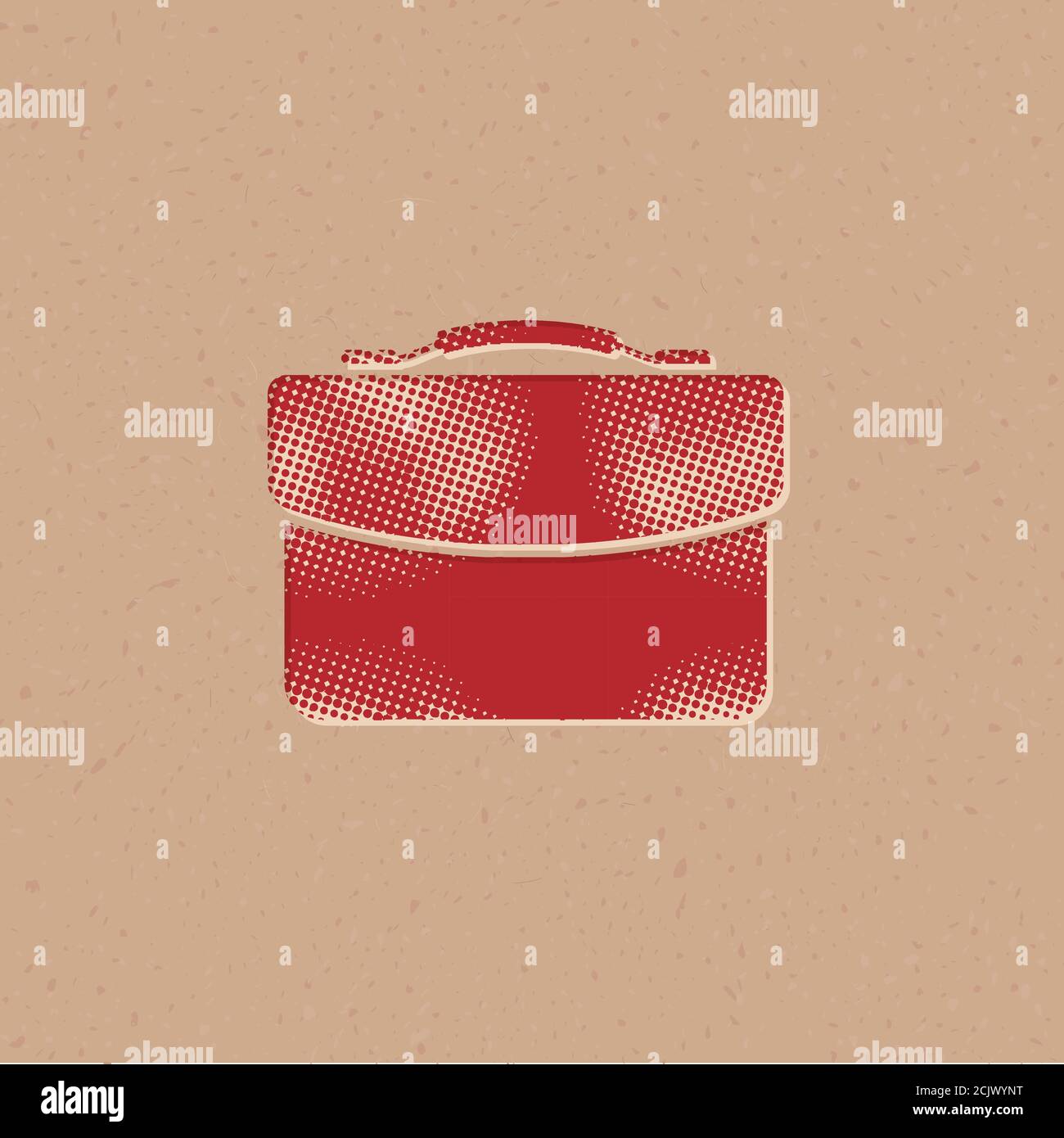 Business suitcase icon in halftone style. Grunge background vector ...