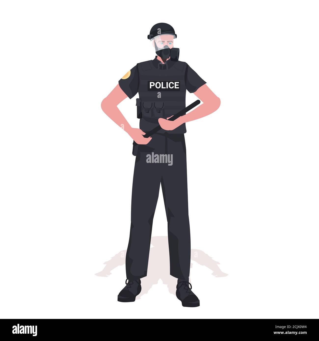 policeman in full tactical gear riot police officer holding baton ...
