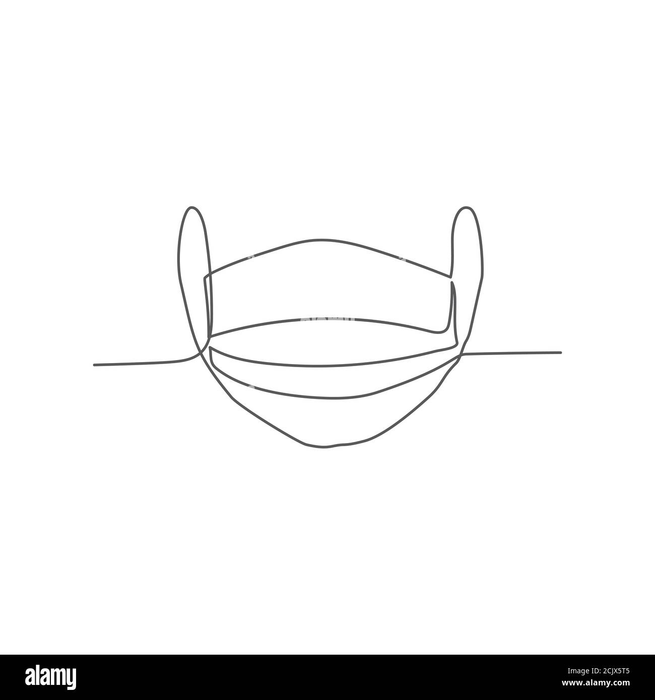 Medical mask One line drawing on white background Stock Vector Image ...