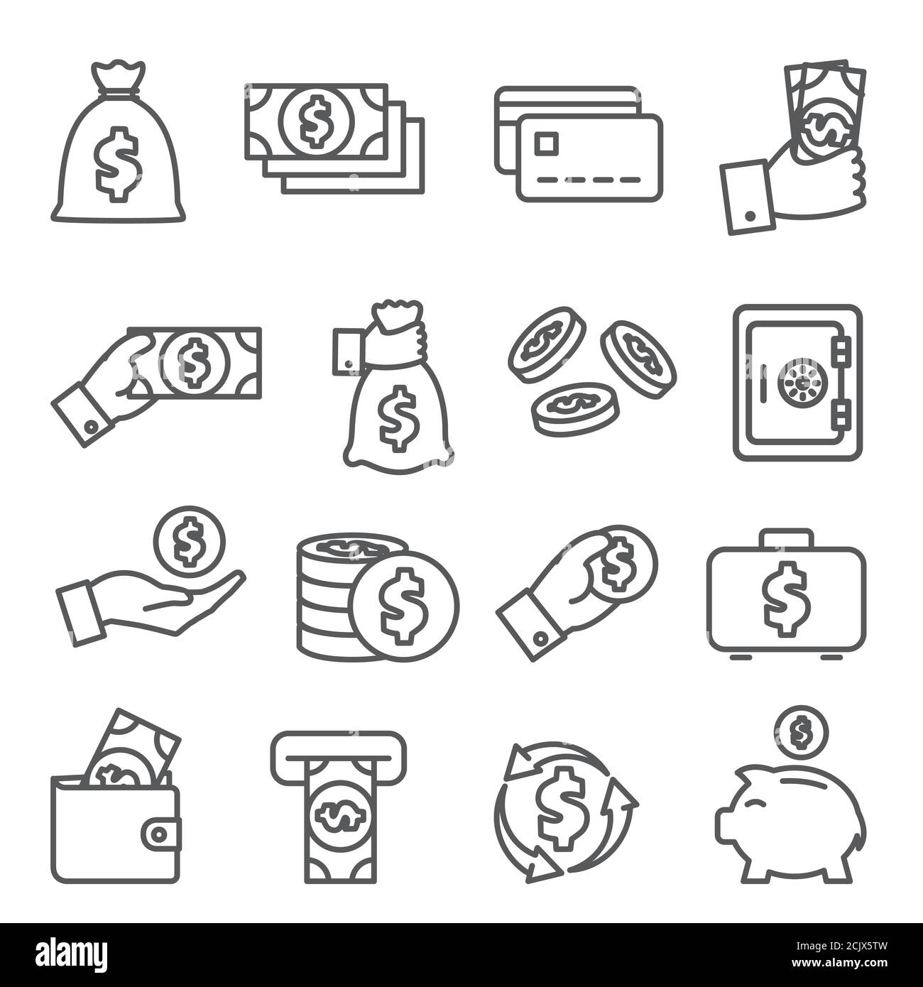 Money line icons set on white background Stock Vector Image & Art - Alamy