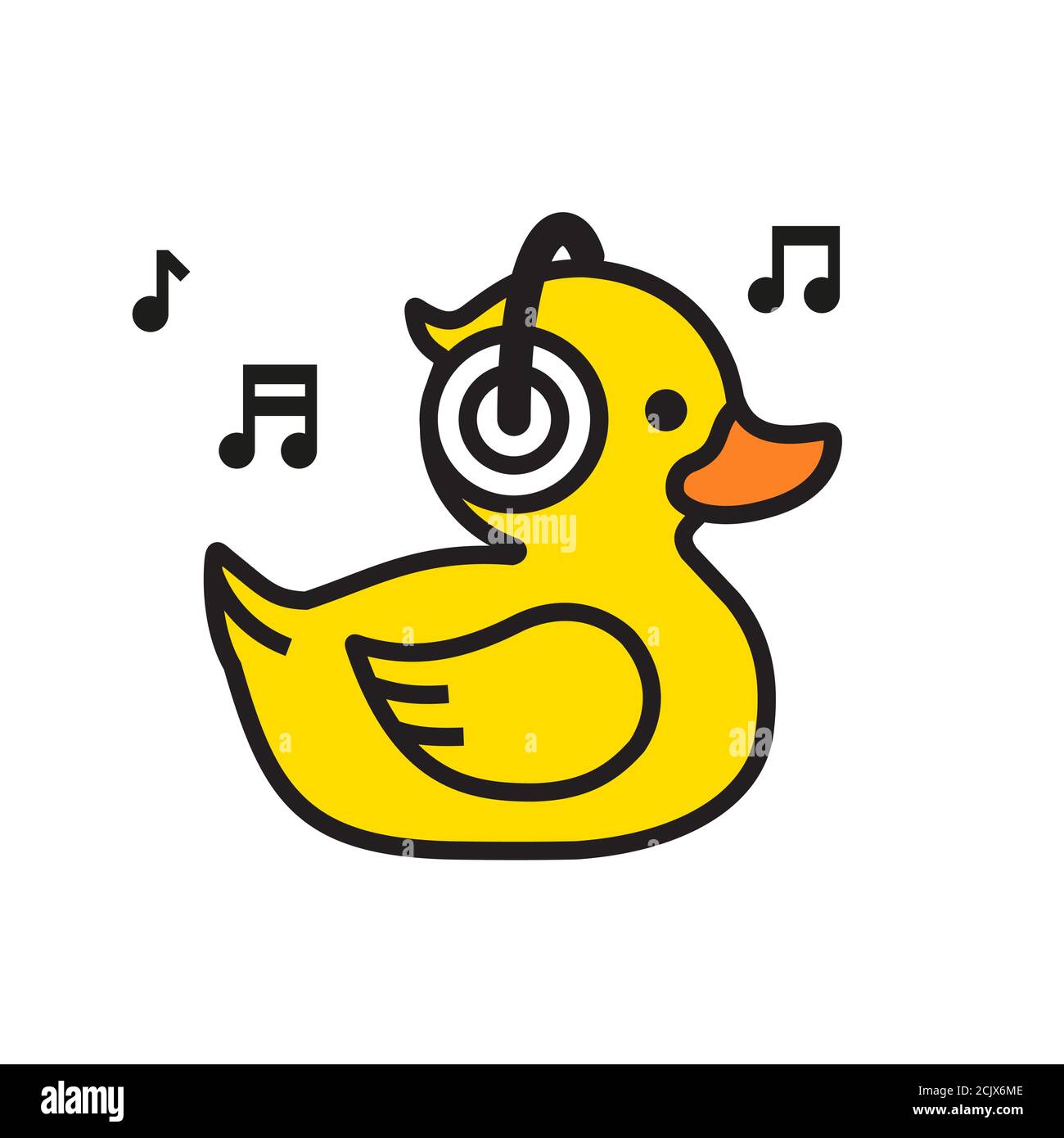 Rubber duck headphones illustration Stock Vector Images - Alamy