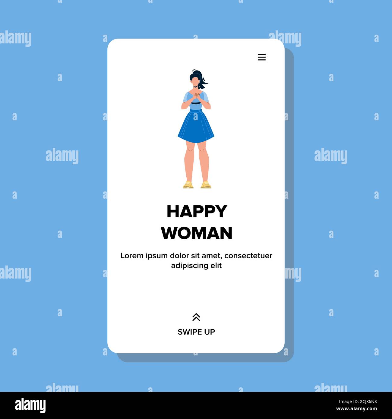 Beautiful Optimistic Cheerful Happy Woman Vector Illustration Stock ...