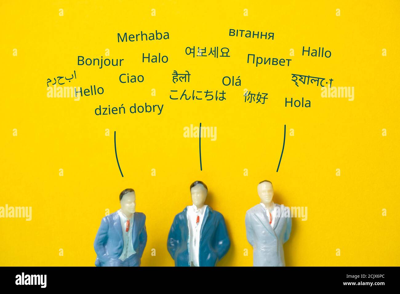 Abstract people in different languages say hello. Translation concept ...