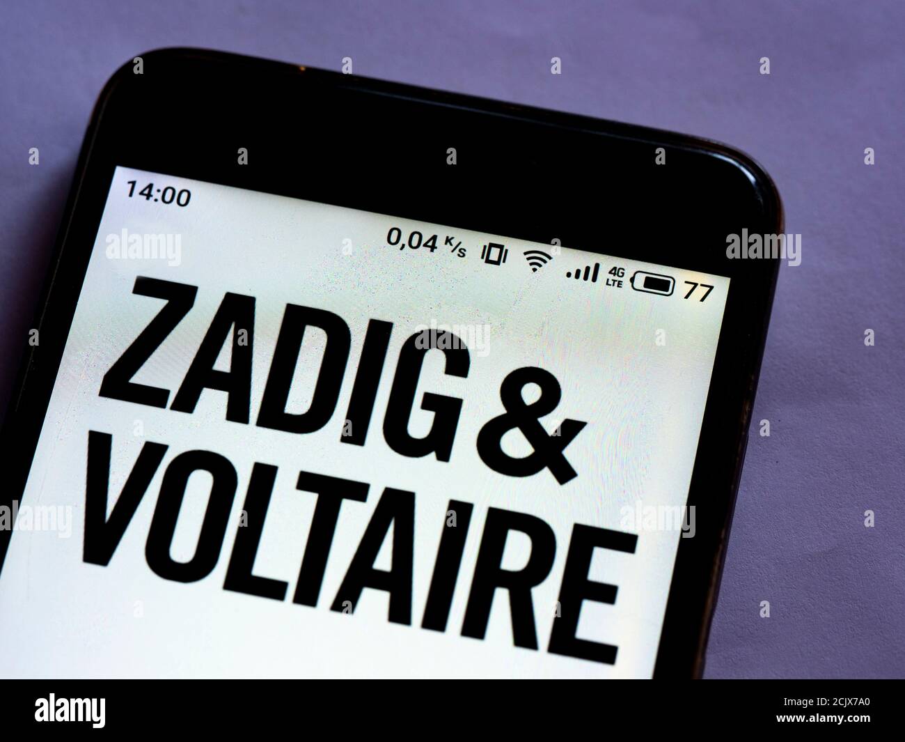 In this photo illustration a Zadig & Voltaire logo seen displayed on a ...