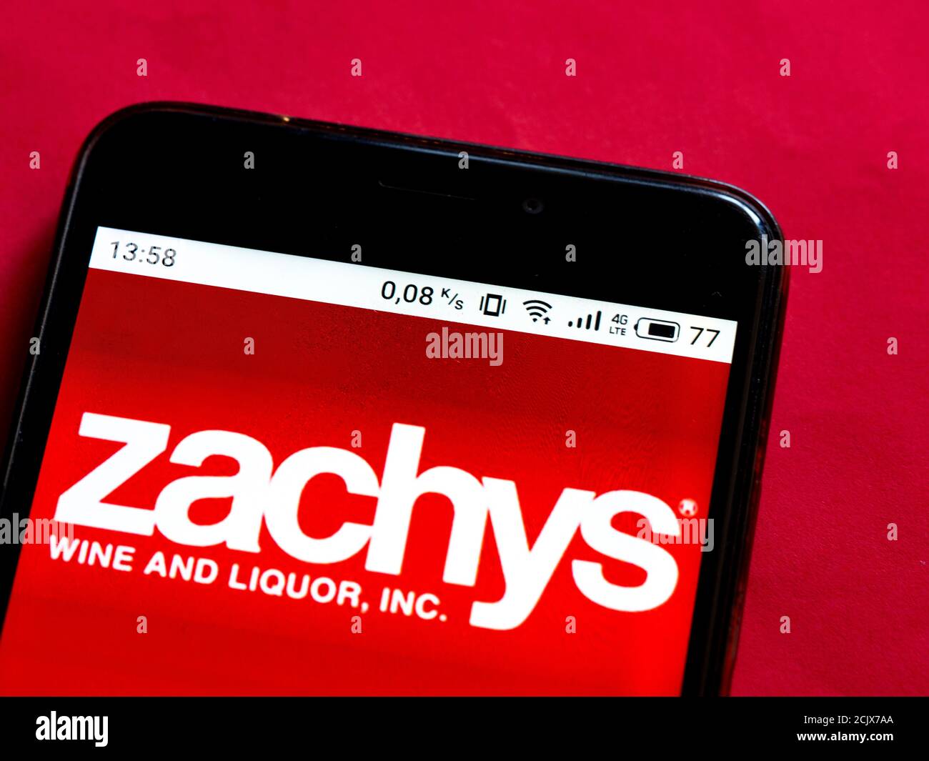 In this photo illustration a Zachys logo seen displayed on a smartphone ...