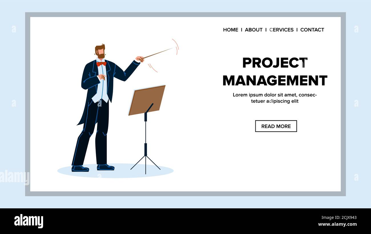 Project Management And Leadership Manager Vector Illustration Stock ...