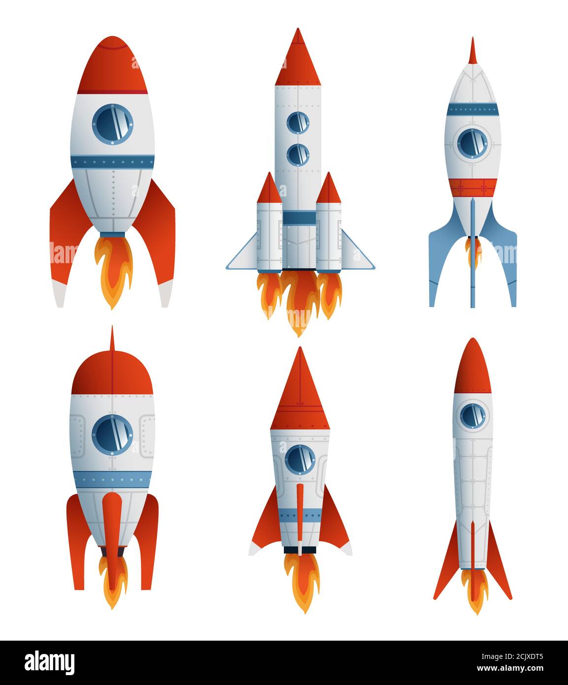 Collection flat icon rocket on white background. Vector flat ...