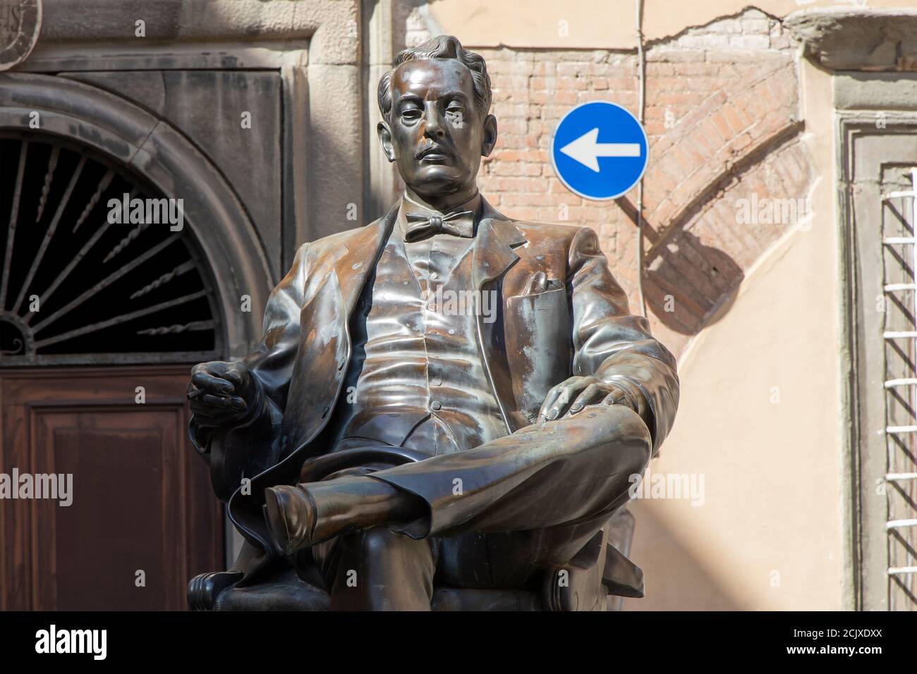 Partial view of Puccini Statue in the Piazza della Cittadella, Lucca ...