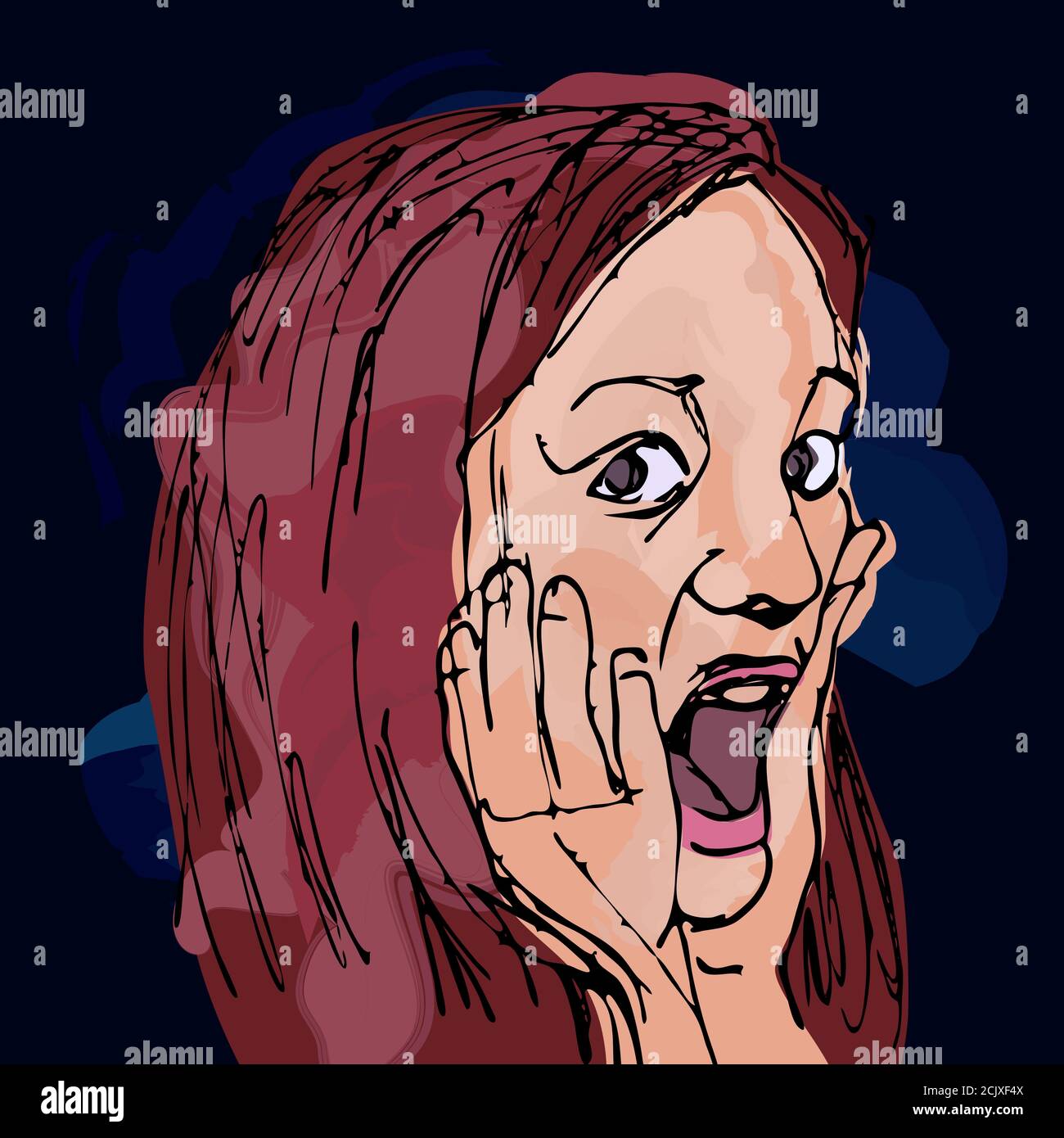 Halloween hand painted illustration of screaming girl Stock Vector ...