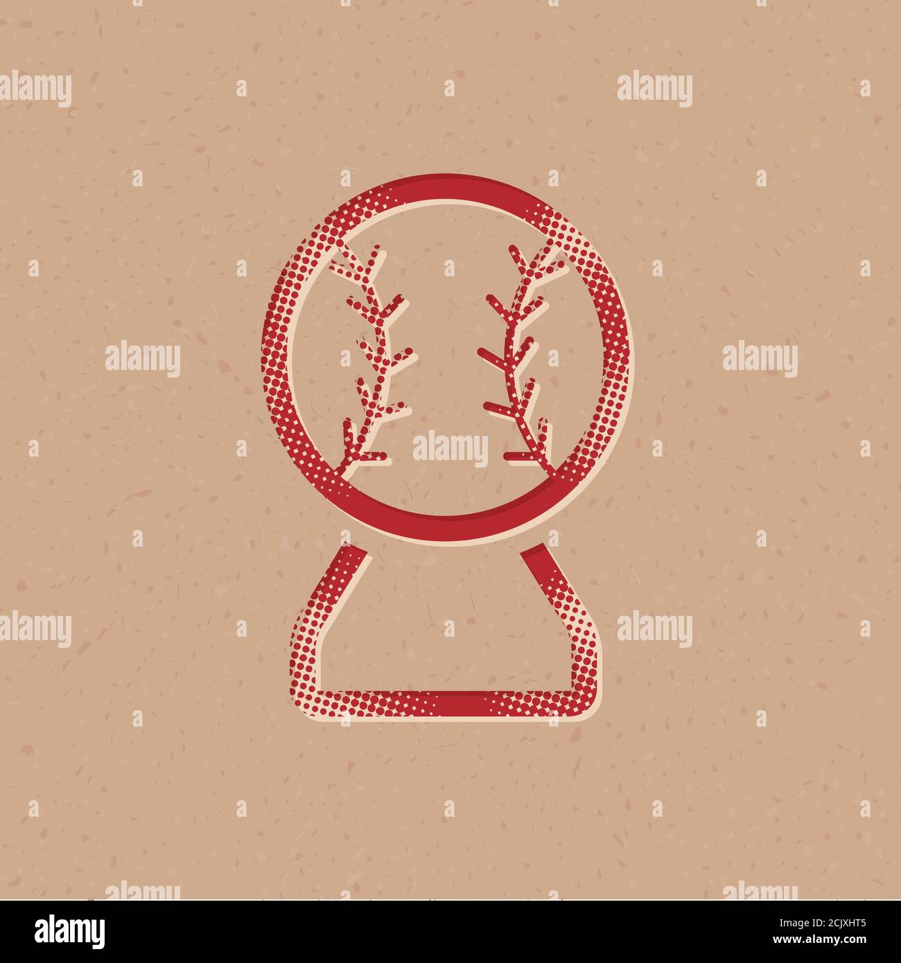 Baseball trophy icon in halftone style. Grunge background vector ...