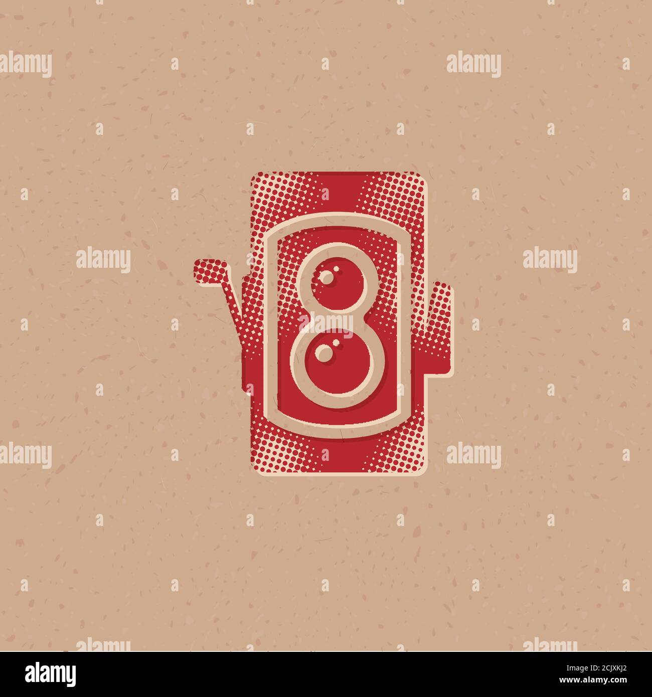 Twin lens reflex camera icon in halftone style. Grunge background ...