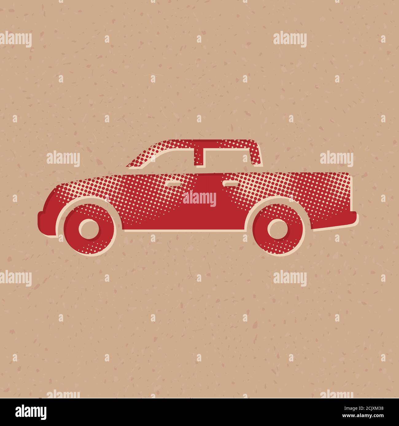 Car icon in halftone style. Grunge background vector illustration Stock ...