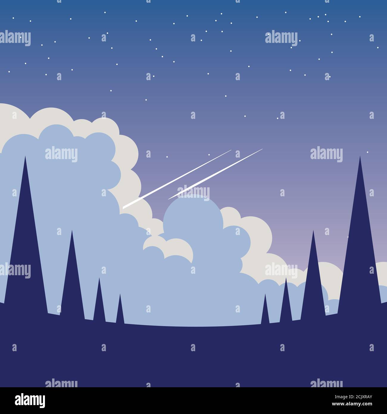 pine trees in front of night sky design, Landscape nature earth eco ...