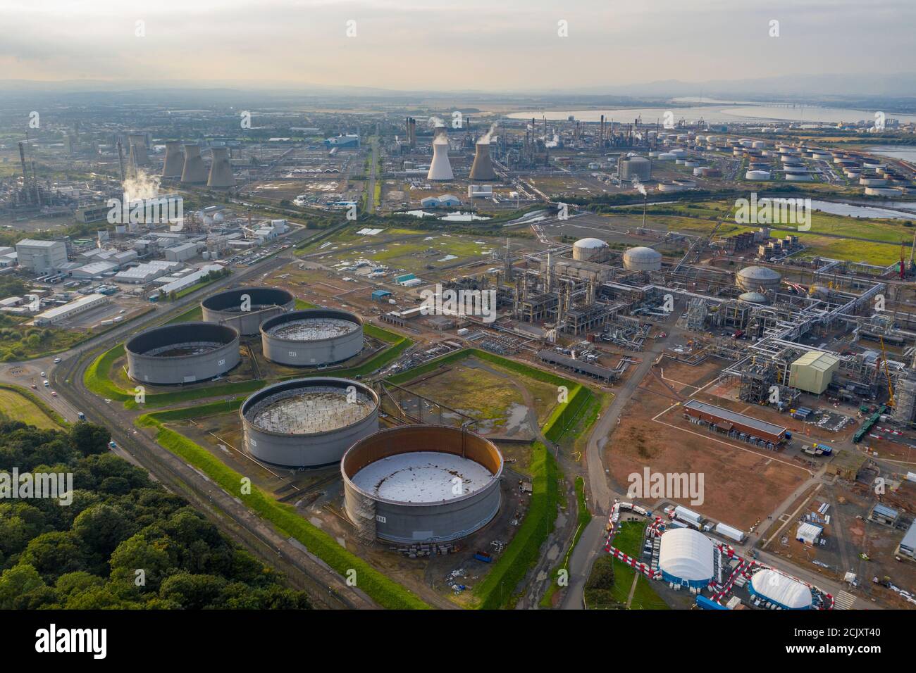 Aerial view of Grangemouth Refinery and port, Grangemouth, Scotland ...