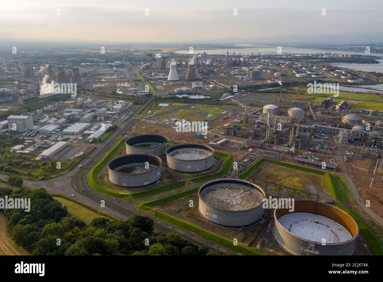 Aerial view of Grangemouth Refinery and port, Grangemouth, Scotland ...