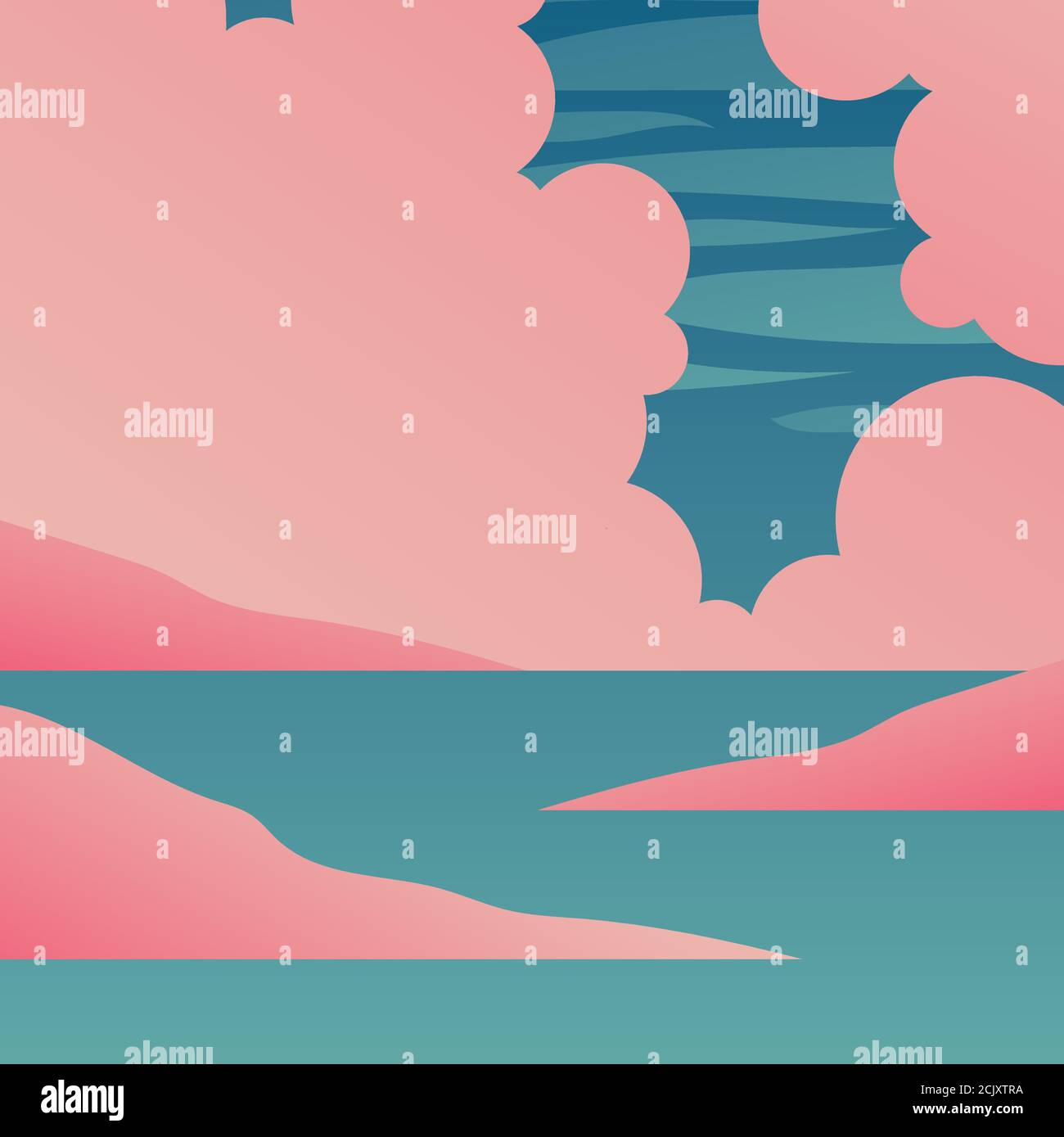 pink clouds over sea design, Landscape nature earth eco ecology ...