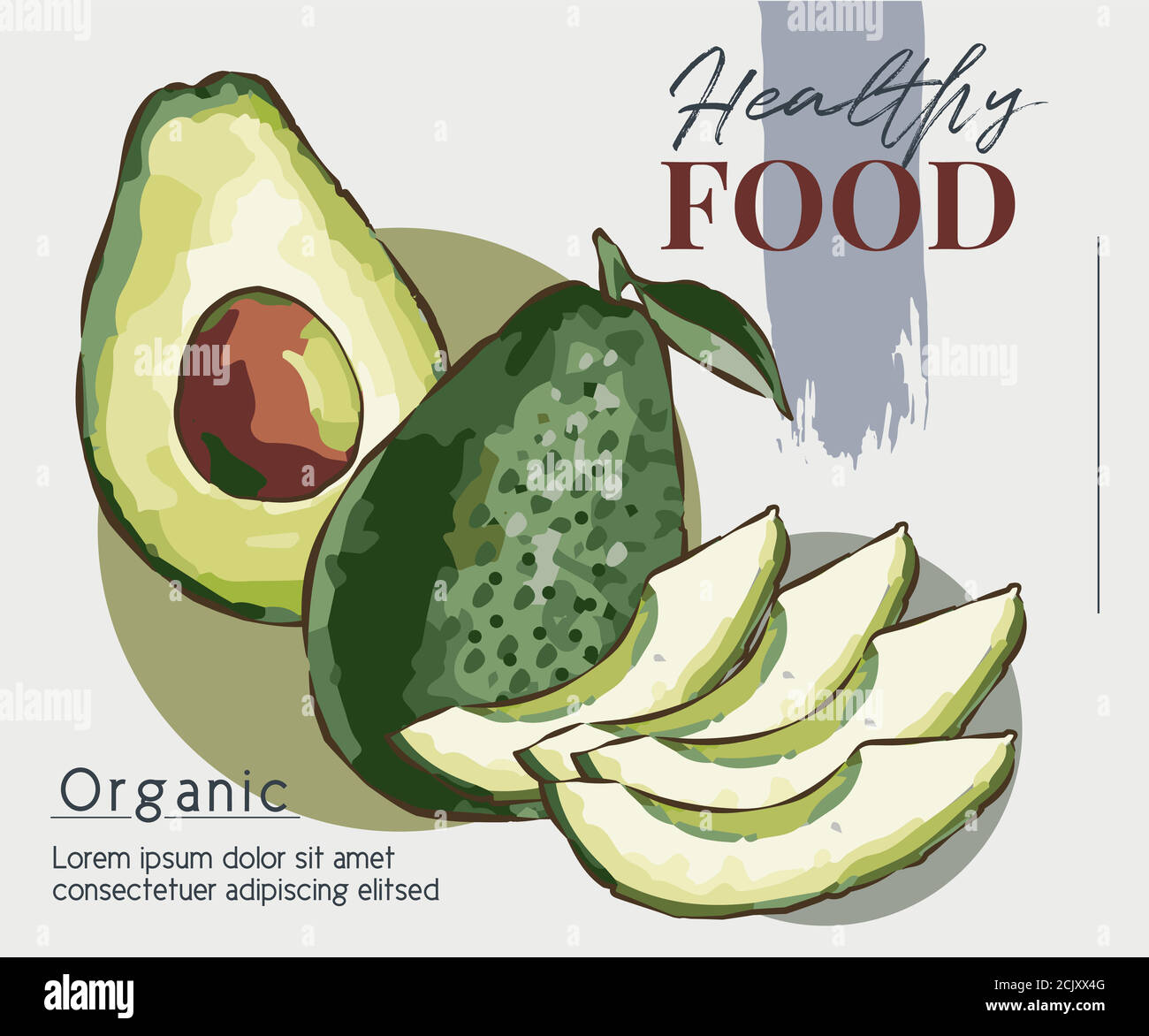 Background for avocado oil label, packaging. Illustration of fresh ...