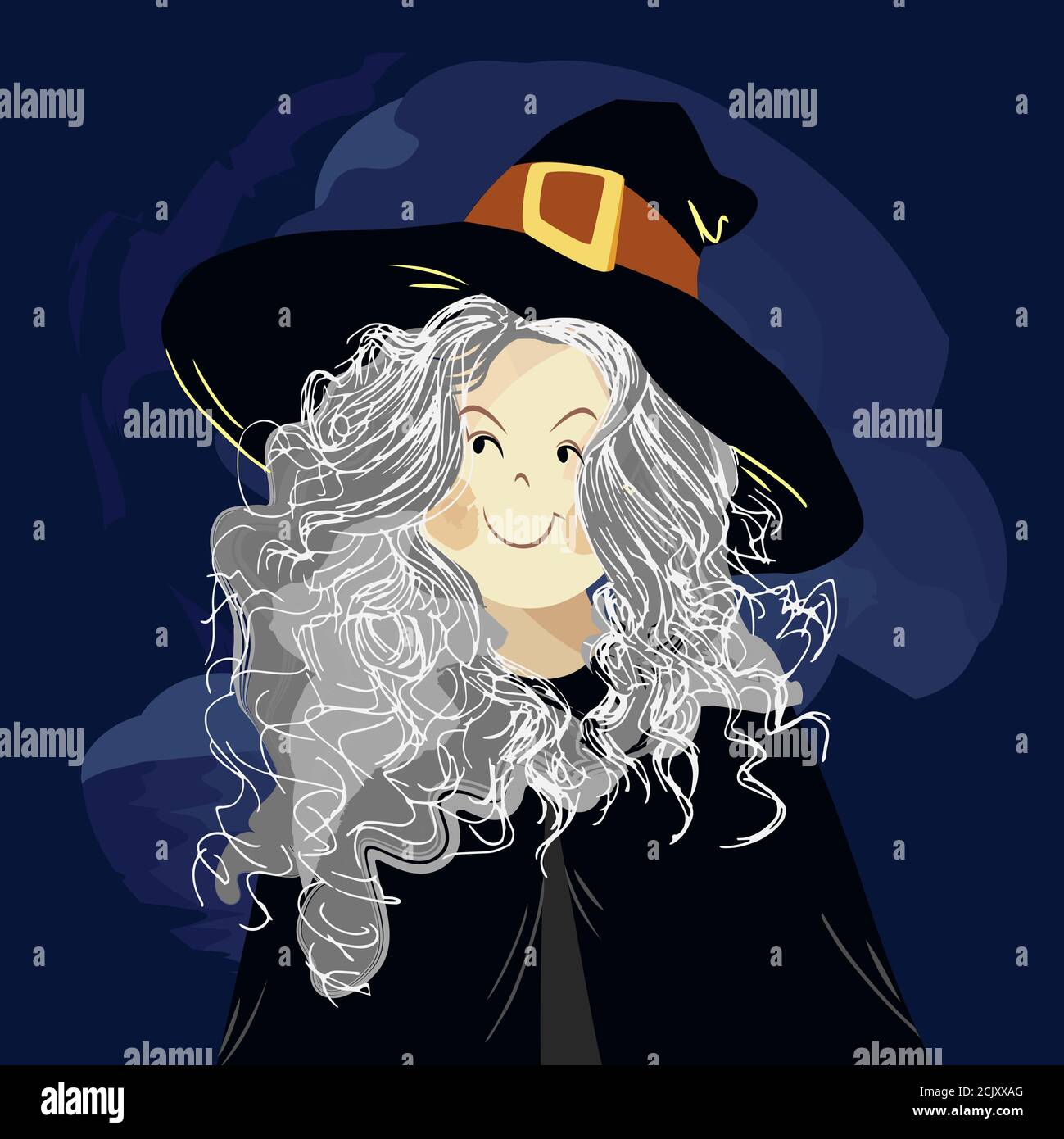 Illustration of cute clever witch on halloween Stock Vector Image & Art ...
