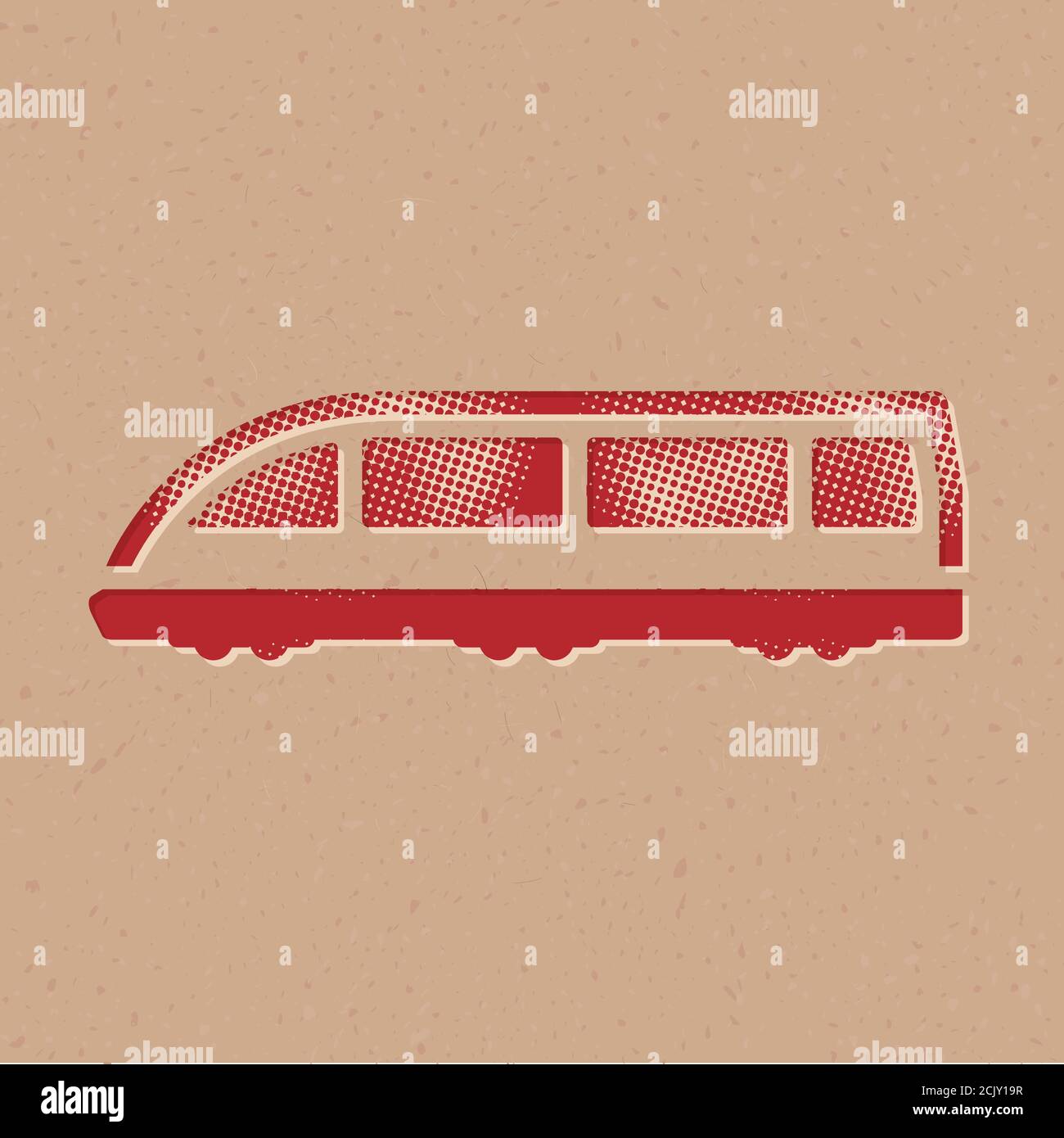 Tram icon in halftone style. Grunge background vector illustration ...