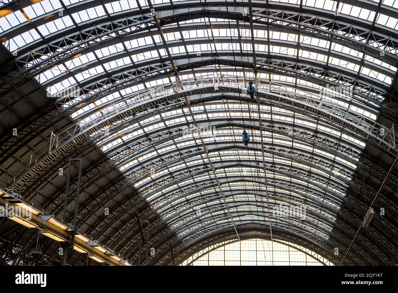 Low angle shot of a railway station building ceiling Stock Photo - Alamy