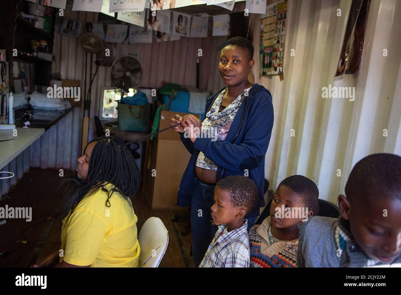 Hair Salon in Kayamandi Township, South Africa Stock Photo - Alamy