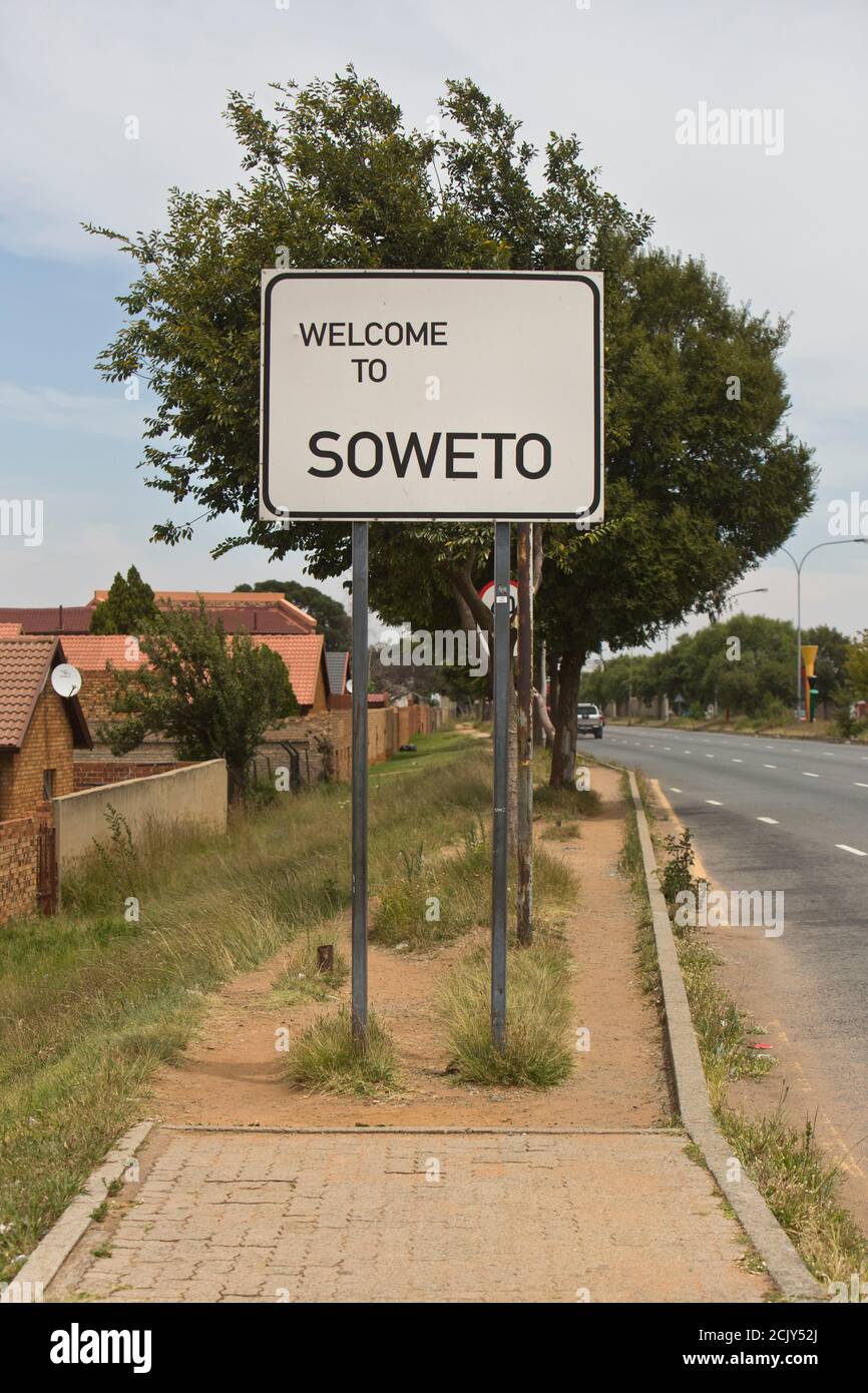 Welcome sign in Soweto township, Johannesburg, South Africa Stock Photo ...