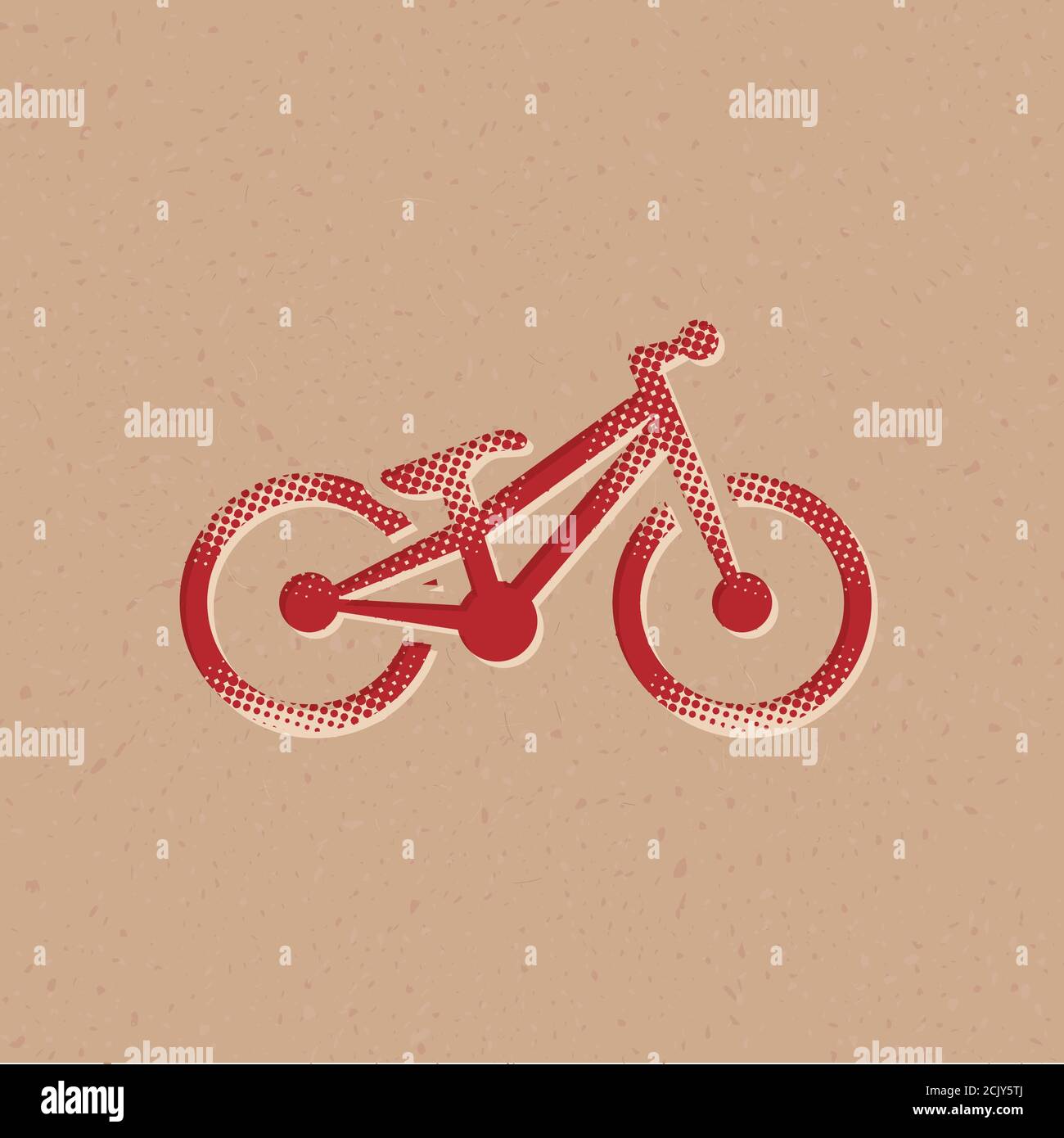 Trial bicycle icon in halftone style. Grunge background vector ...