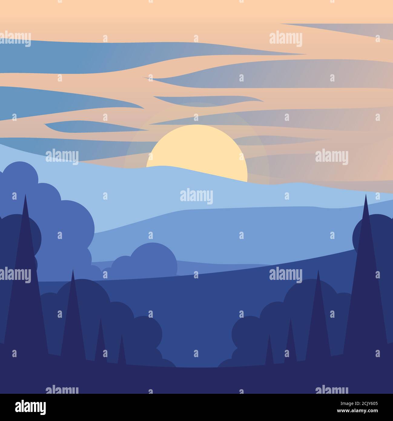 pine trees in front of sky design, Landscape nature earth eco ecology ...