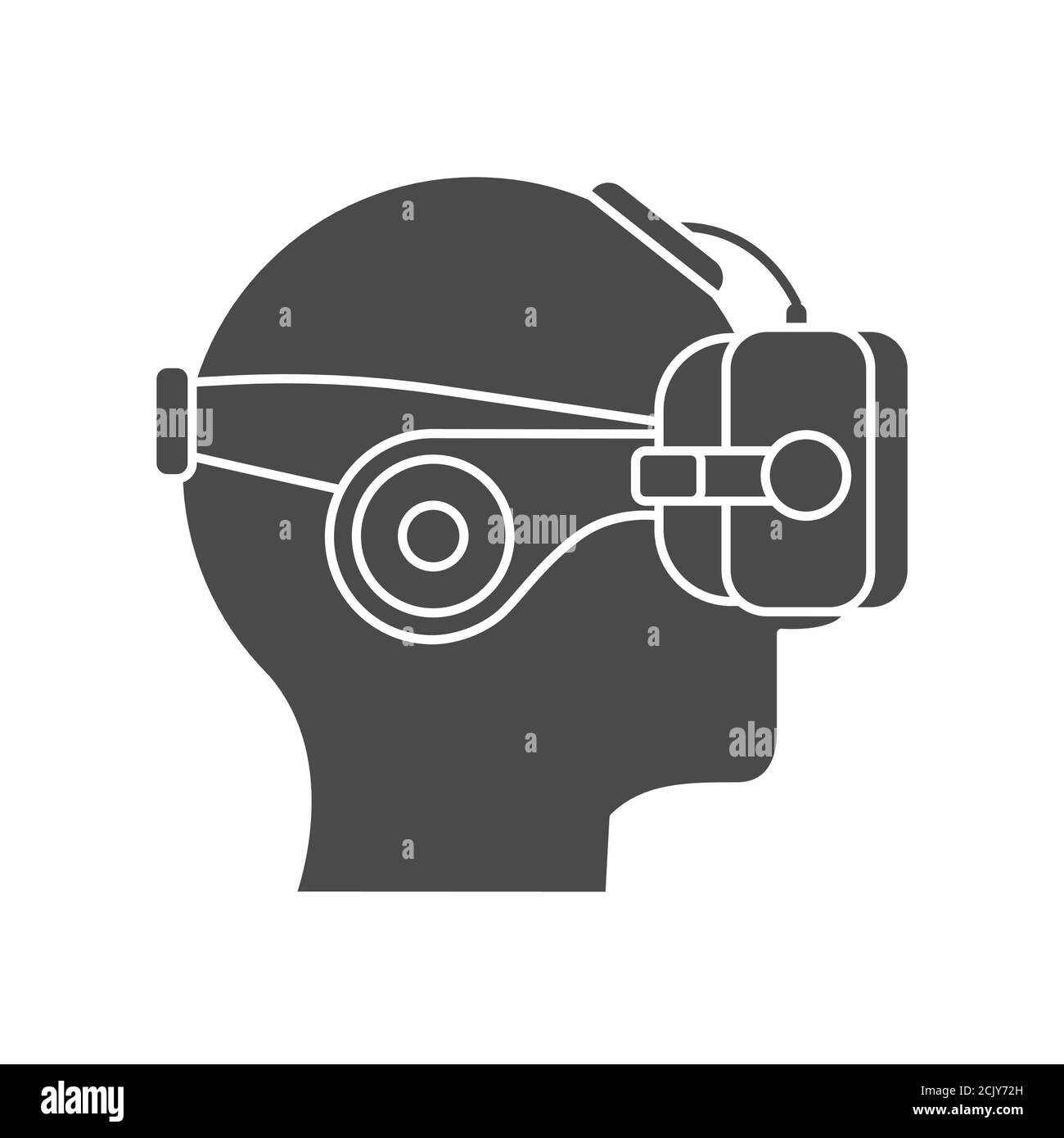 VR Headset black glyph icon. Virtual reality experience. Innovative ...