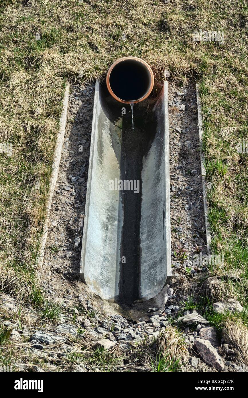 Drainage system under road to remove moisture. Road construction of ...