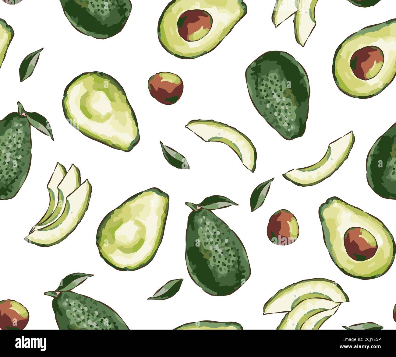 Seamless exotic vector pattern with sliced avocado on a fashionable ...