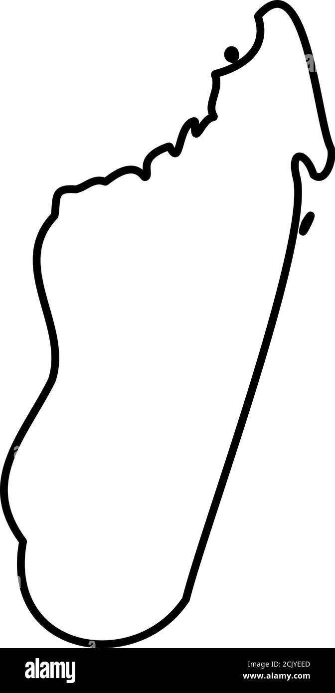 Madagascar - solid black outline border map of country area. Simple ...