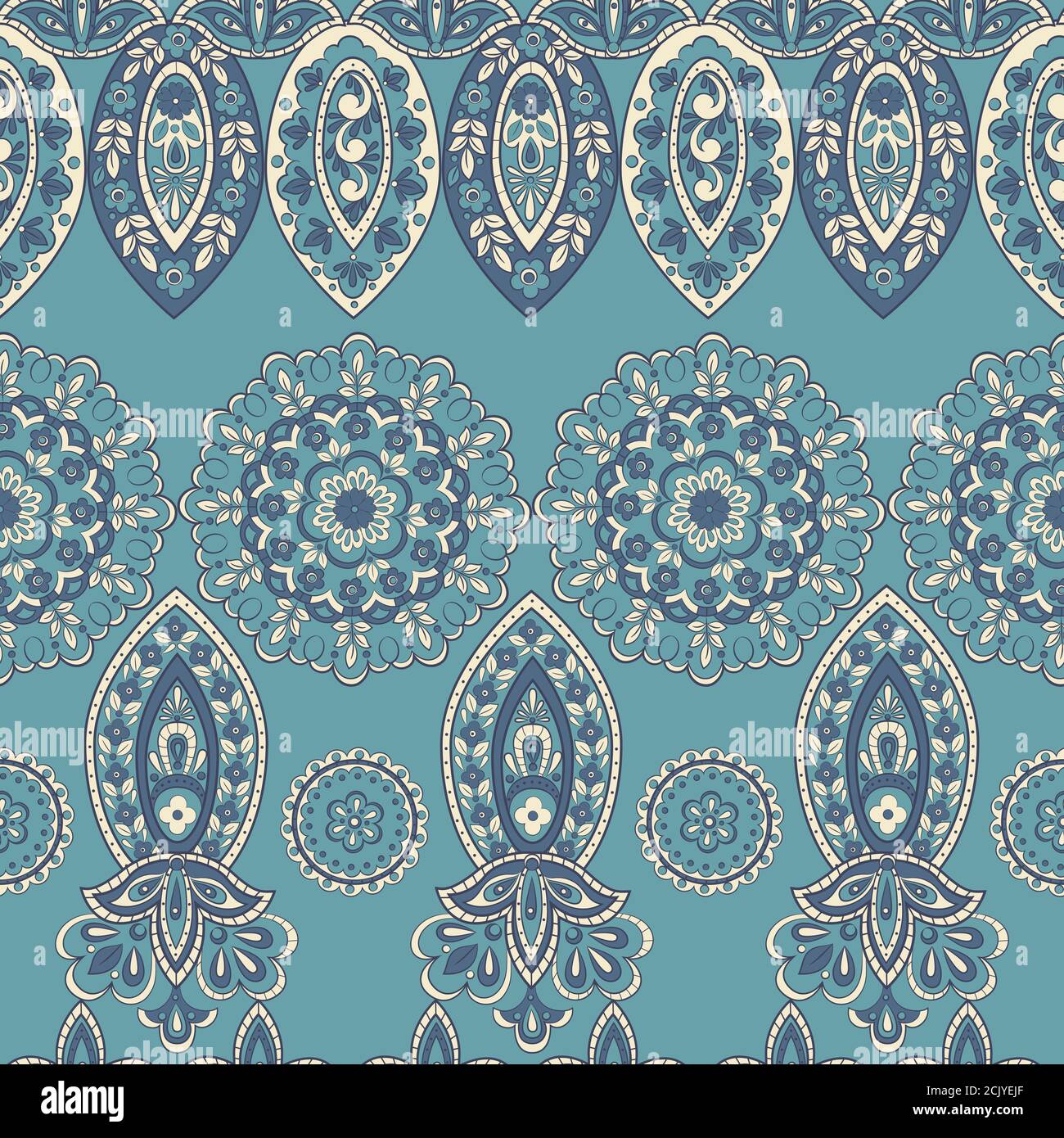 Damask seamless pattern with flowers in Indian style. Floral vector ...