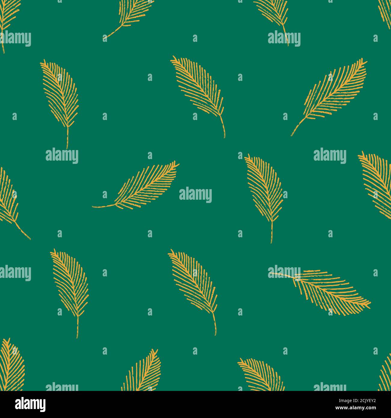 Mono print style leaves seamless vector pattern background. Scattered ... Mono print style leaves seamless vector pattern background. Scattered ...