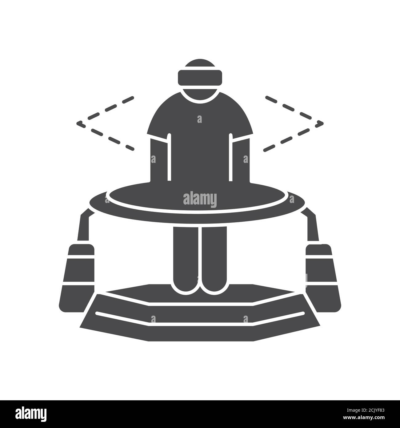 Virtual reality platform black glyph icon. Man in VR helmet gaming on ...