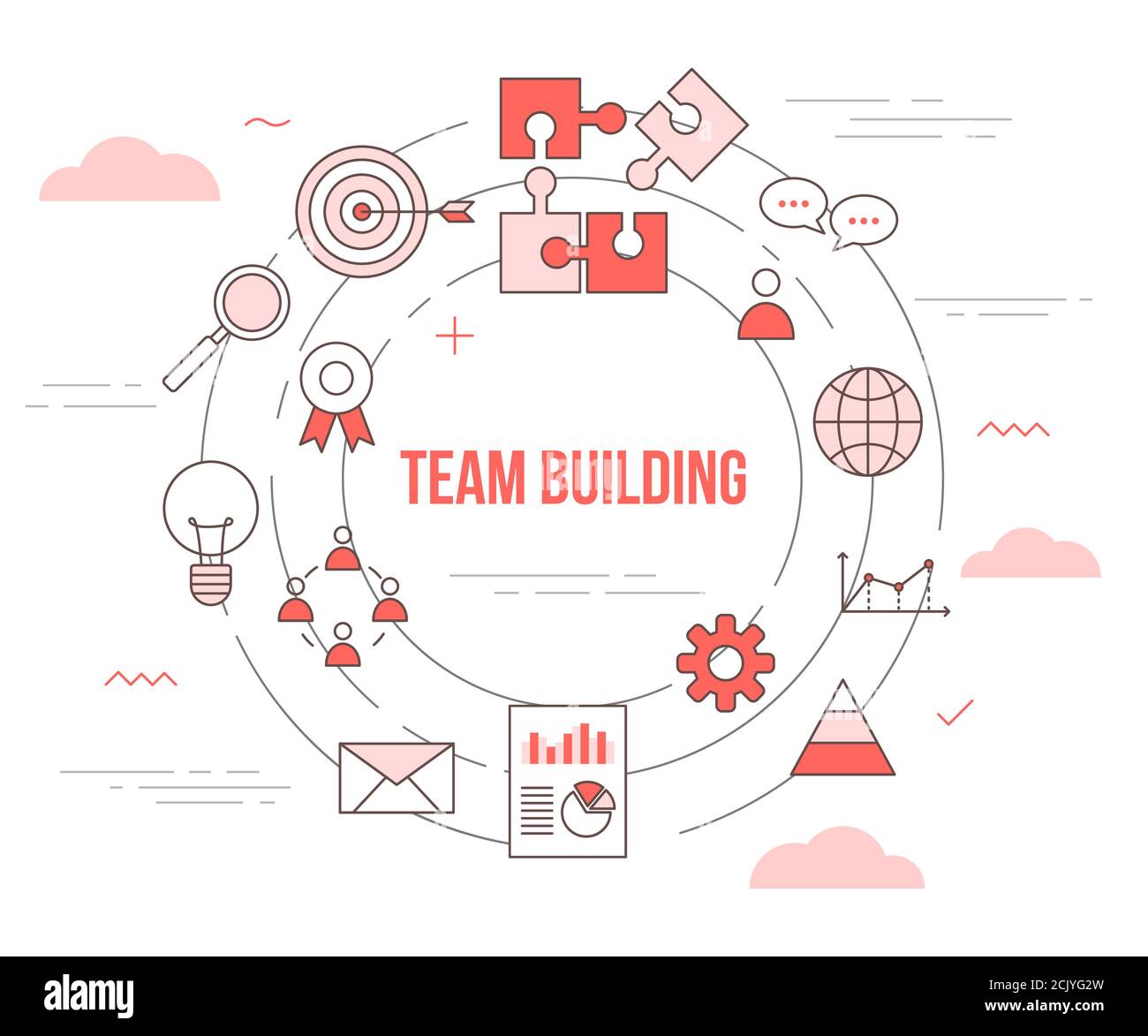 team building business people concept with icon set template banner ...