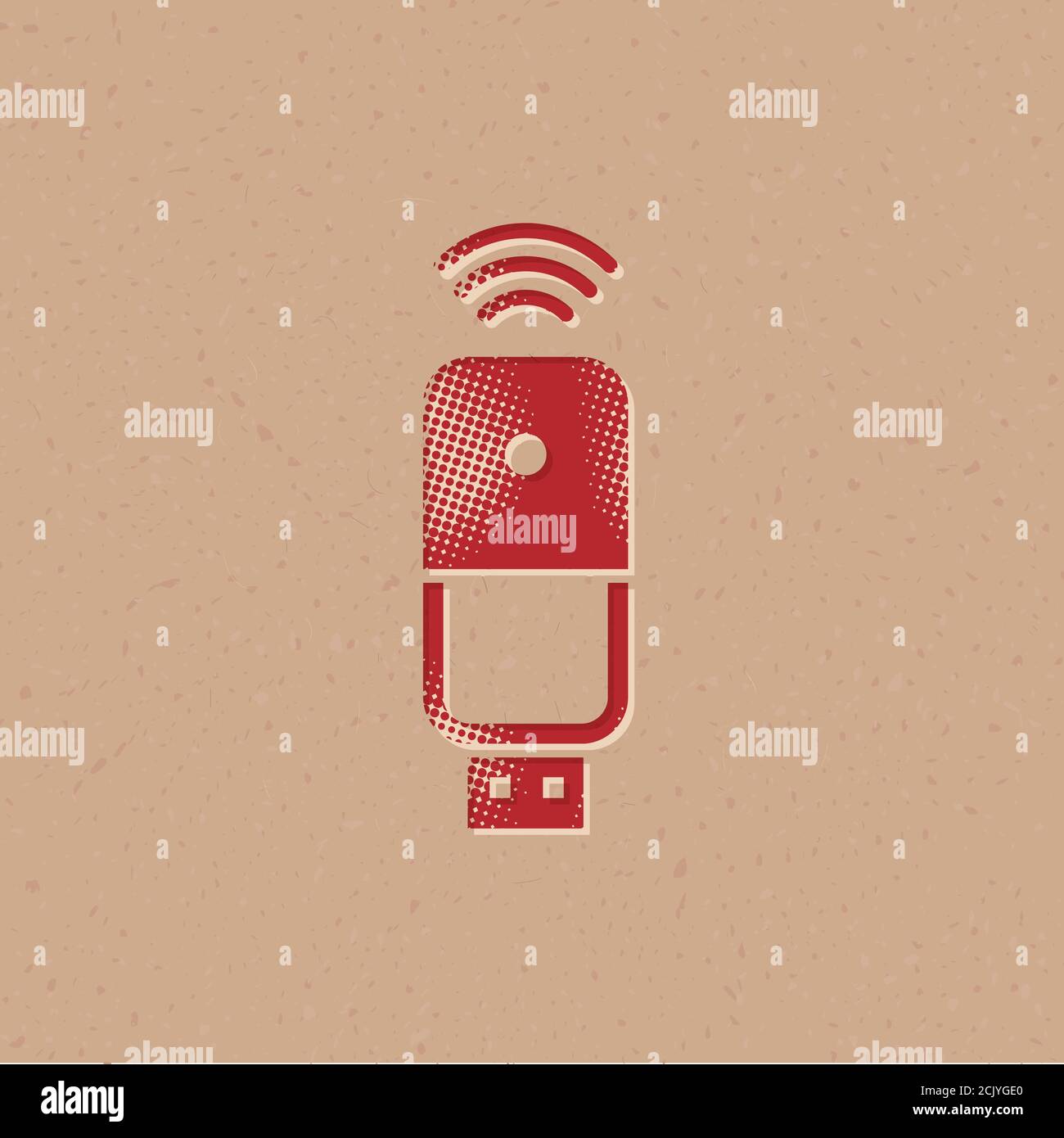 Wireless receiver icon in halftone style. Grunge background vector ...