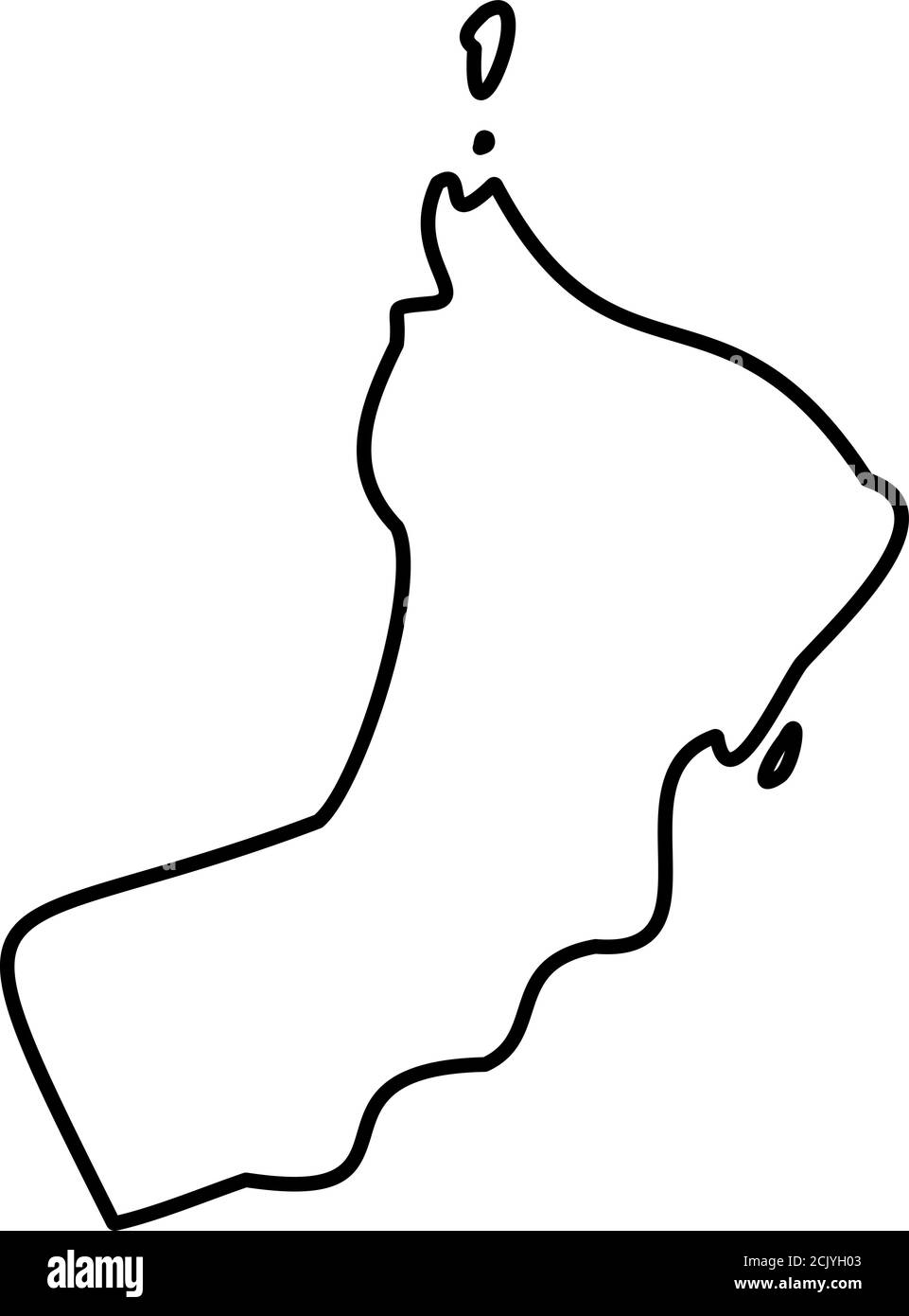 Oman - solid black outline border map of country area. Simple flat ...