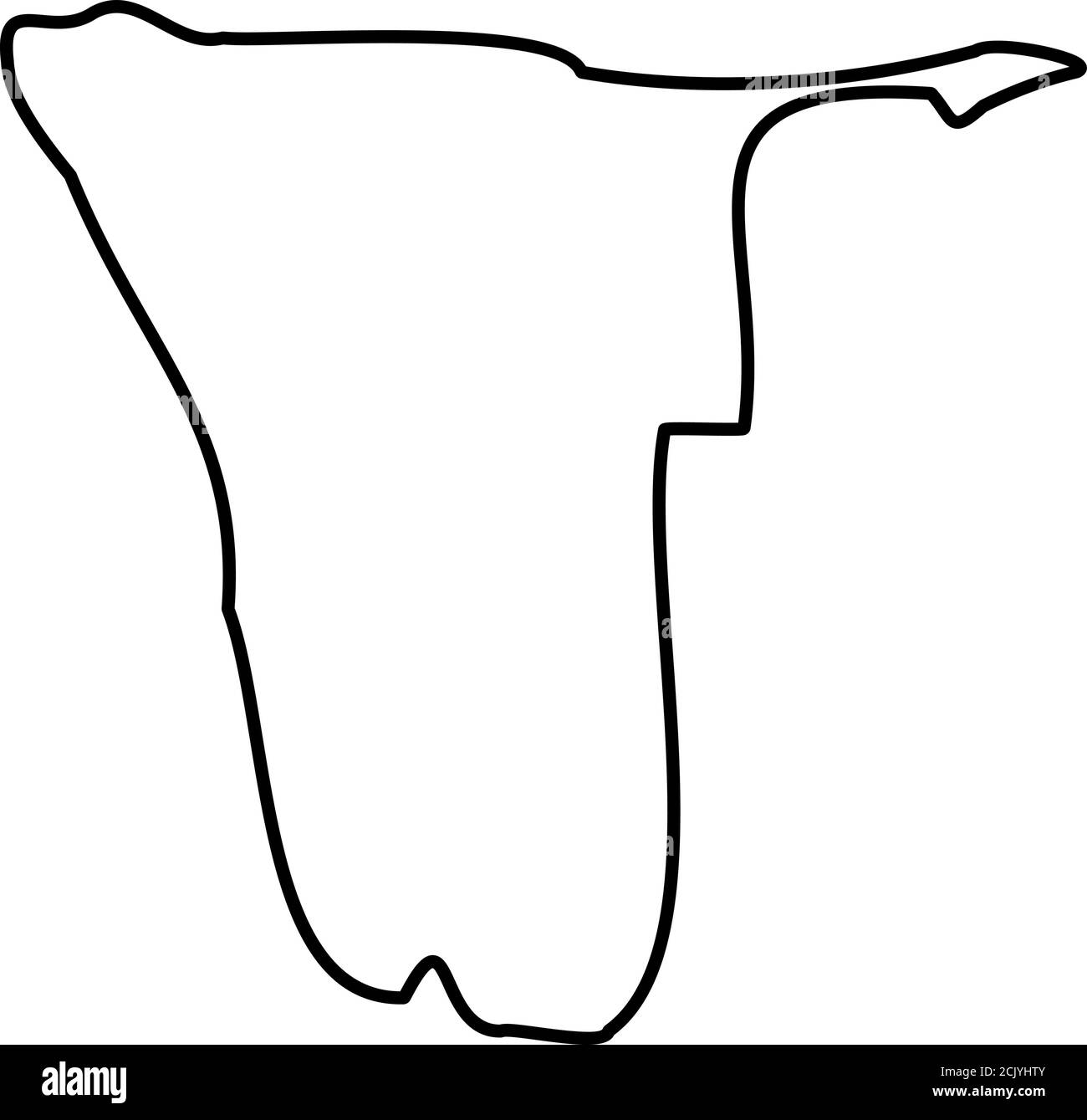 Namibia - solid black outline border map of country area. Simple flat ...