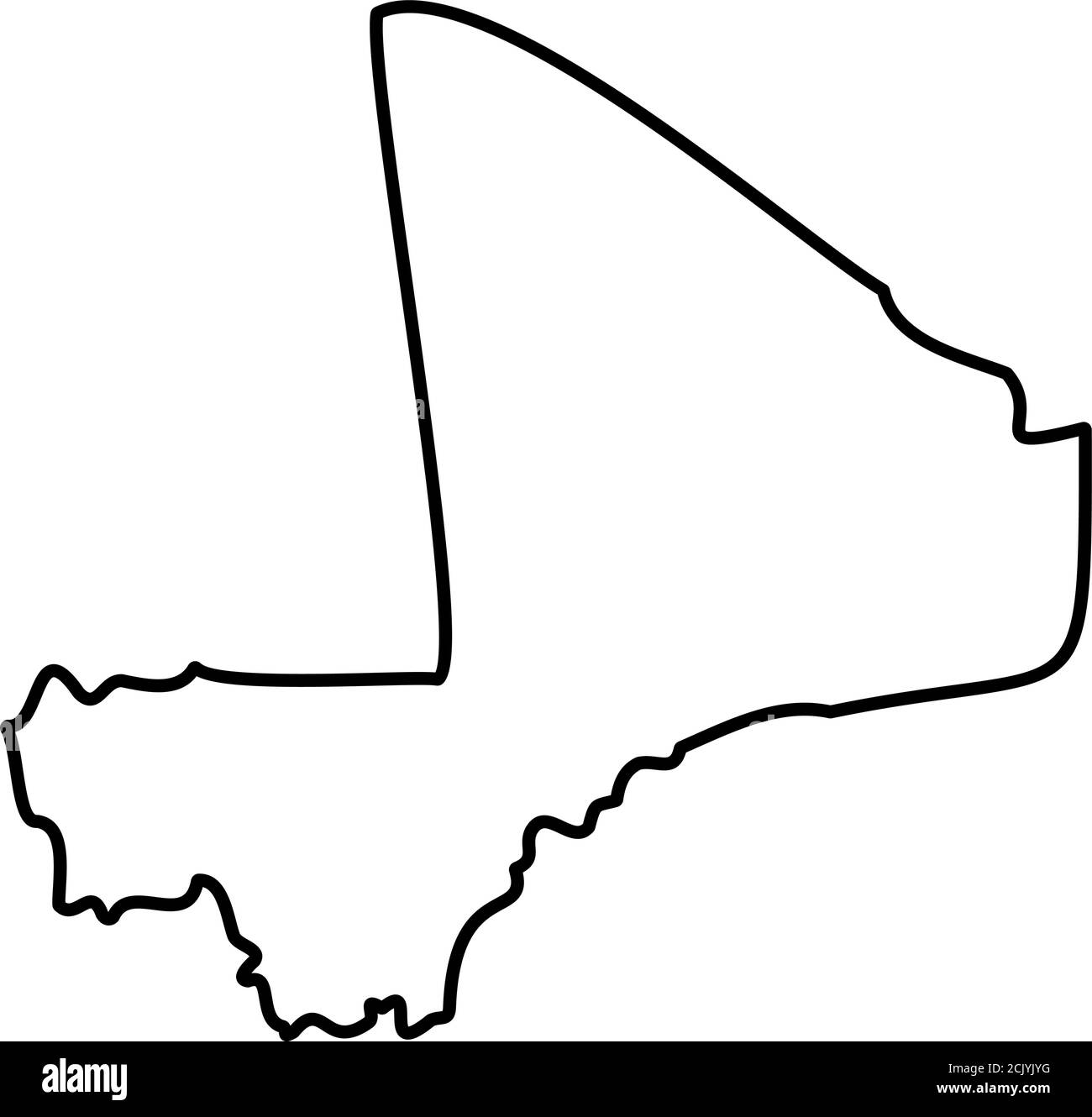 Mali - solid black outline border map of country area. Simple flat ...