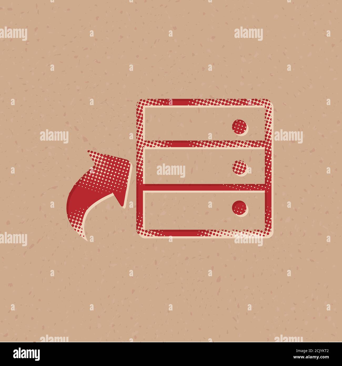 Database icon in halftone style. Grunge background vector illustration ...